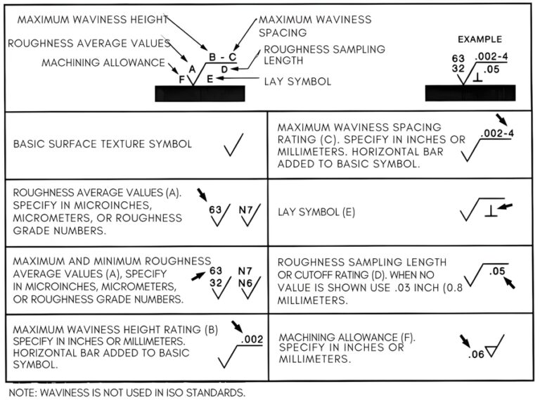 Essential Surface Roughness Chart: Symbols, Values, and Applications